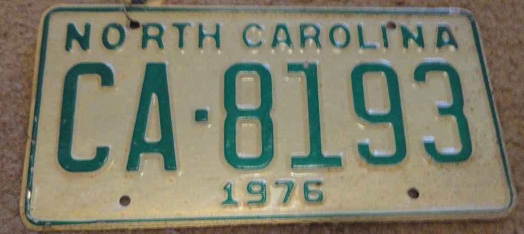 1976 CA 8193 North Carolina license plate