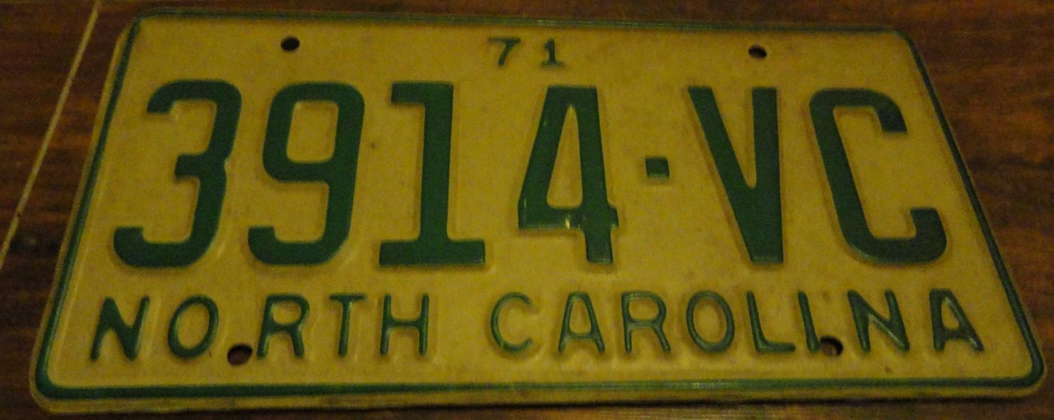 1971 3914 VC North Carolina license plate
