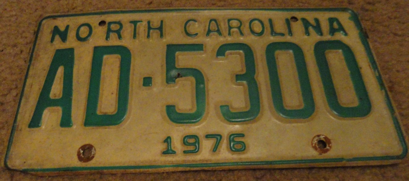 1976 AD 5300 North Carolina license plate