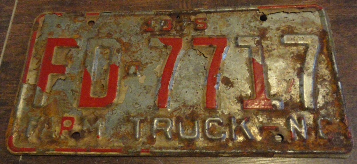 1975 FD 7717 North Carolina farm truck license plate