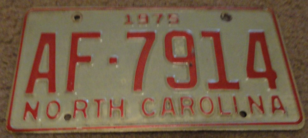 1975 AF 7914 North Carolina license plate