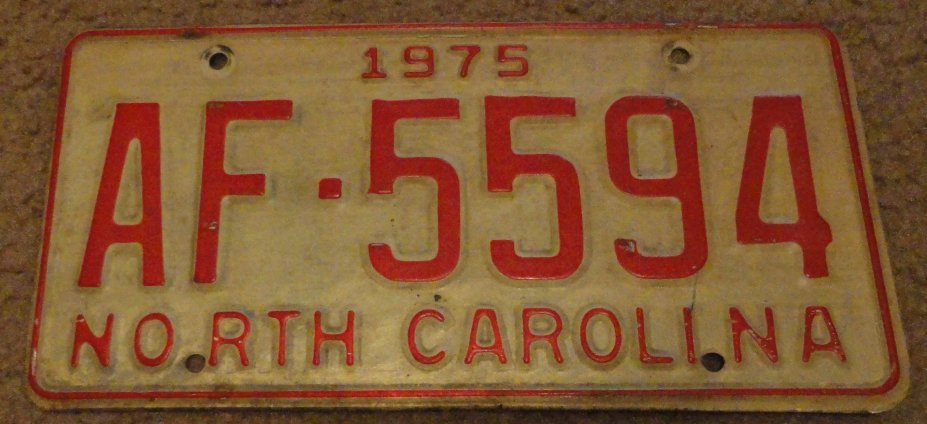 1975 AF 5594 North Carolina license plate