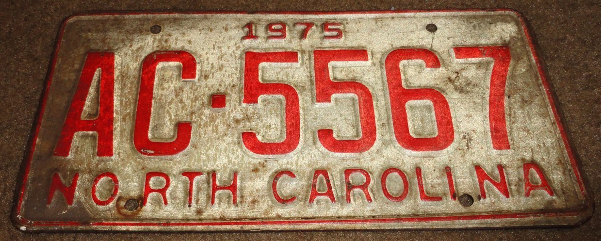 1975 AC 5567 North Carolina license plate