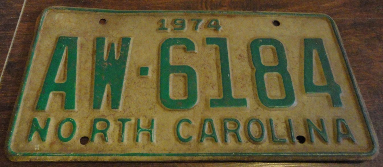 1974 AW 6184 North Carolina license plate