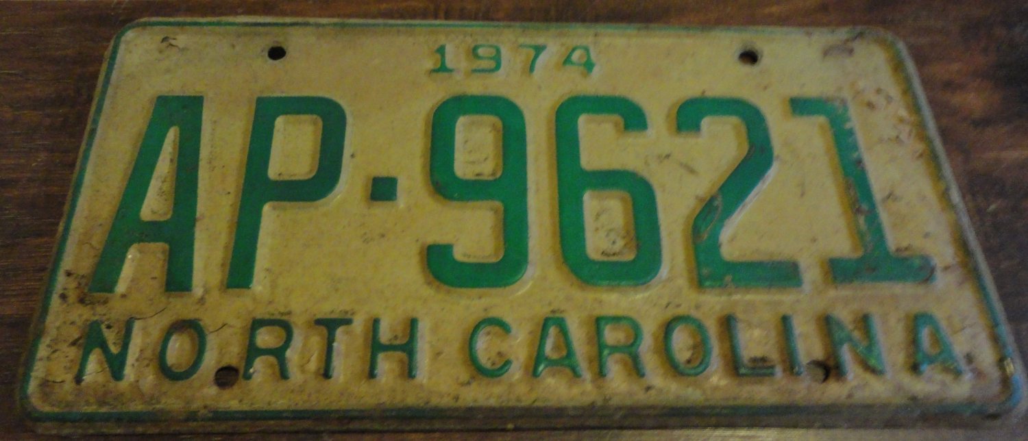 1974 AP 9621 North Carolina license plate