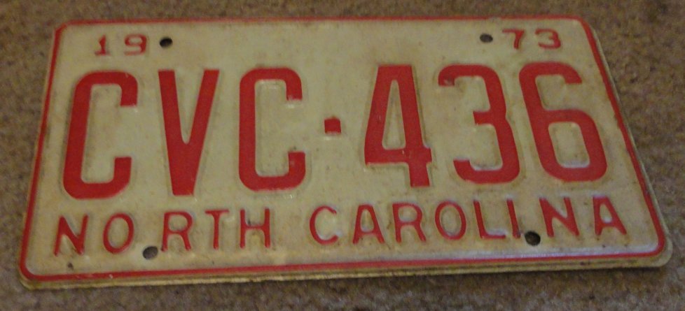 1973 North Carolina license plate CVC 436
