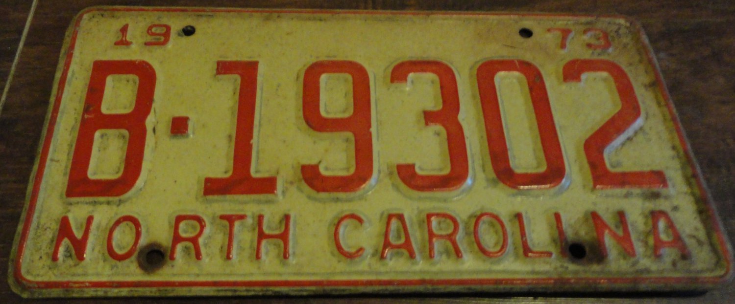 1973 North Carolina license plate B 19302