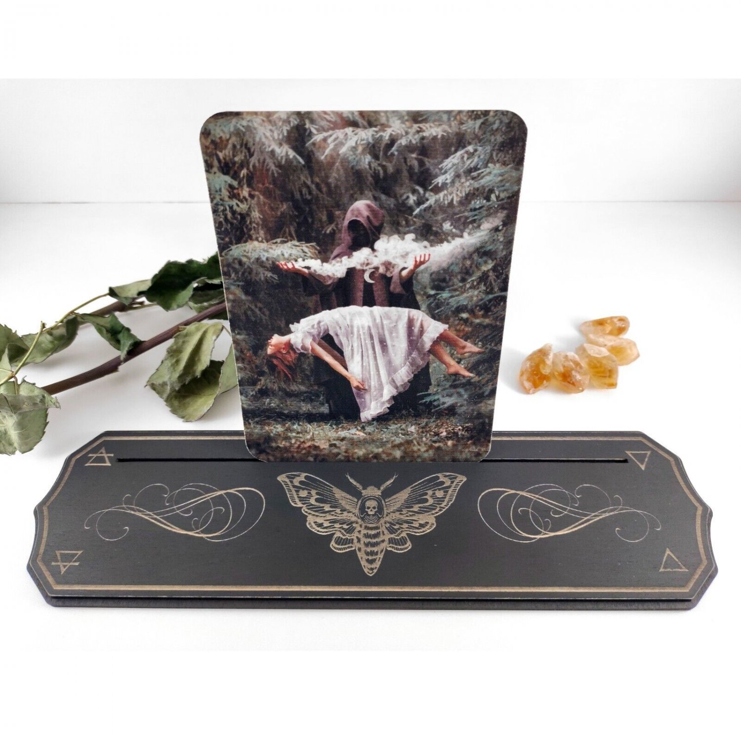 Tarot card stand, Death head moth tarot card stand, Lenormand or oracle ...