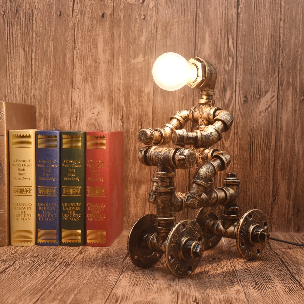 Industrial Table Lamp -Retro Steam Punk Robot Lamp, Creative Fun Water ...