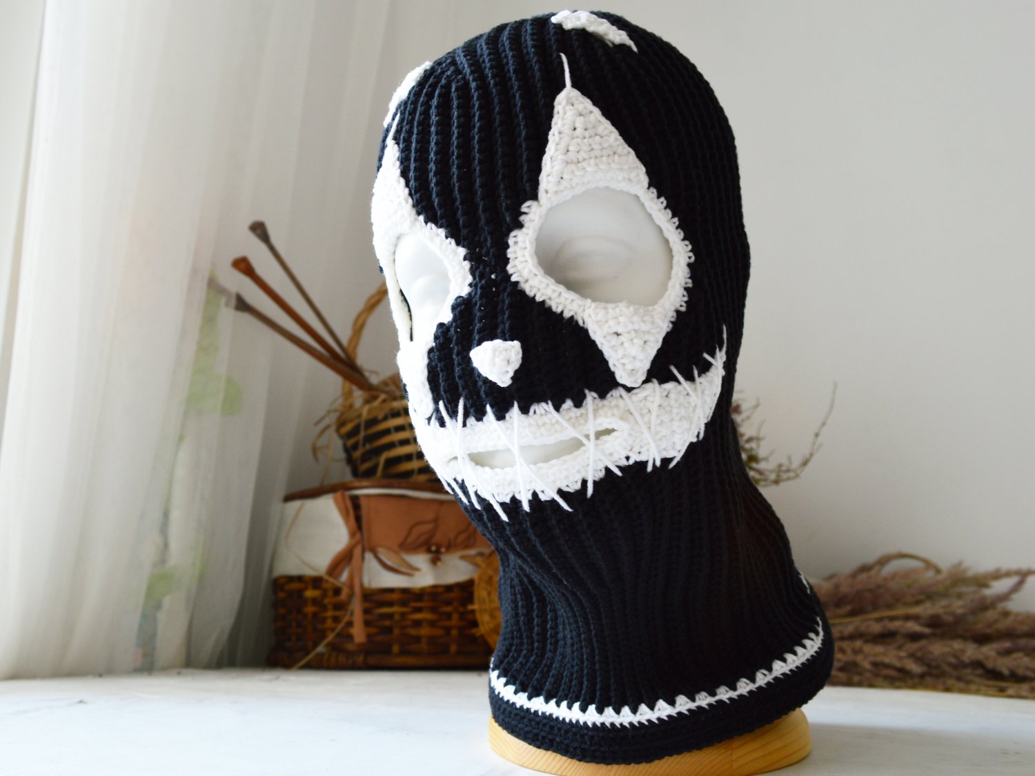 Custom creepy ski mask Crochet clown balaclava