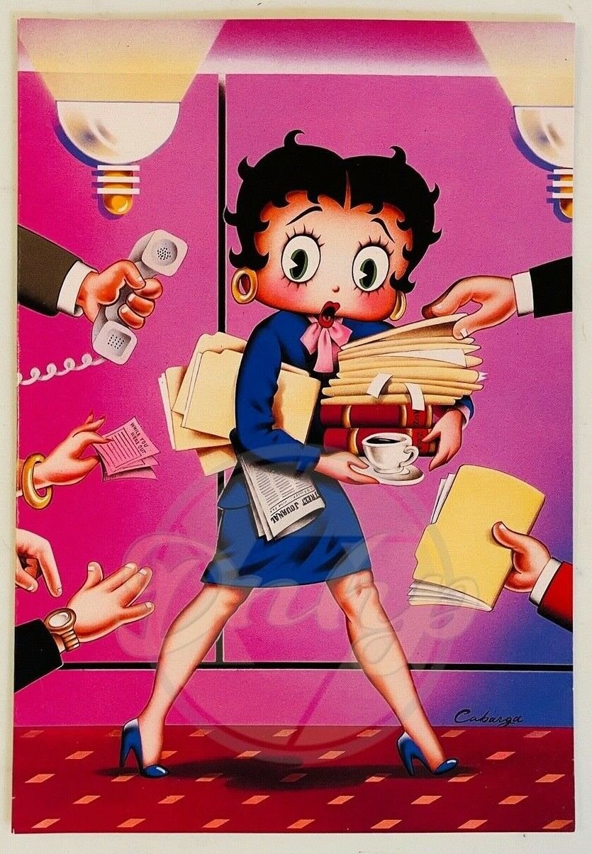 BETTY BOOP Hard At Work Card Paper Moon NOS 1988 Vintage SPK15