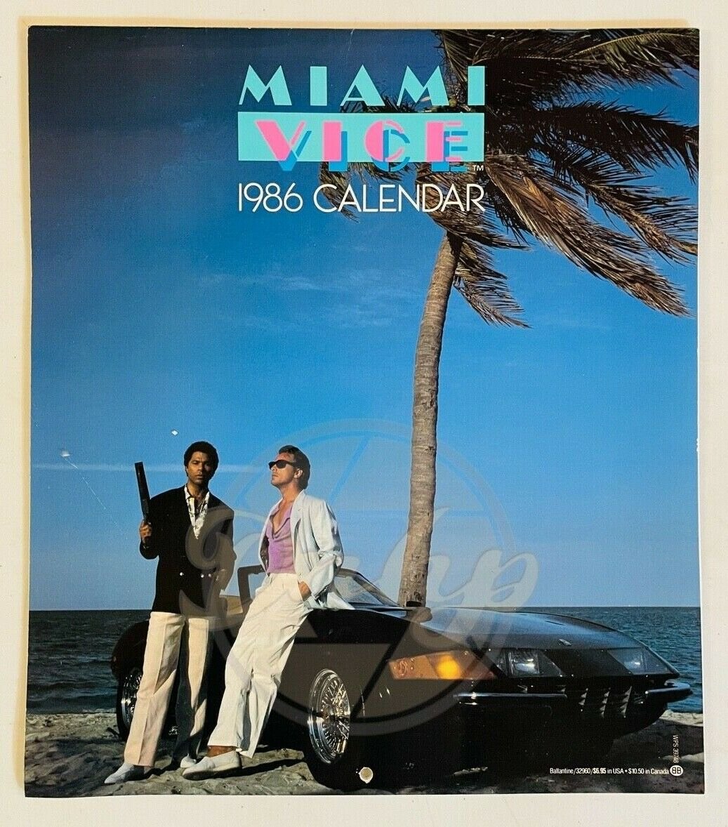 MIAMI VICE 1986 12 Month First Edition Calendar 12x10 USA 1985 NOS Vintage