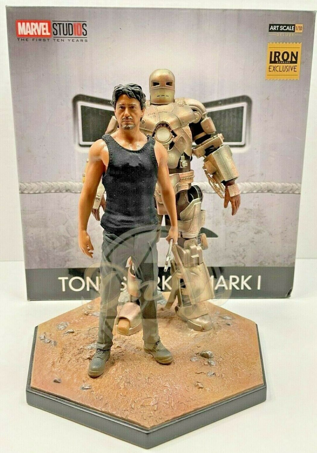 IRON MAN TONY STARK Robert Downey Jr Mark 1 Suit 1/10 Statue Con EX ...
