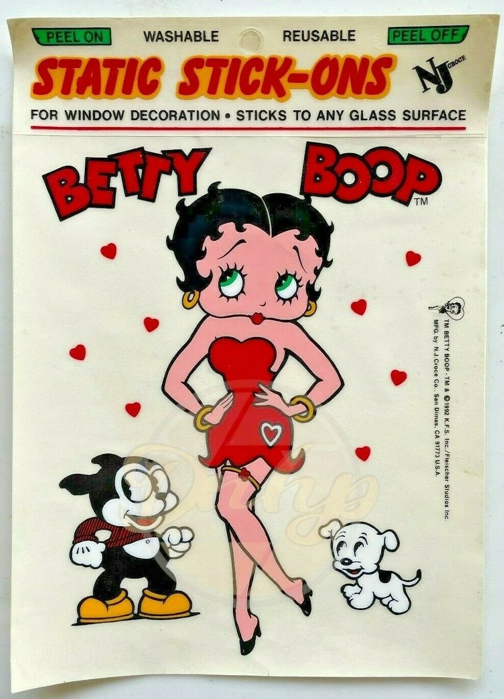 BETTY BOOP Static Stick On Decal NJ Croce 1990s Vintage SPK42