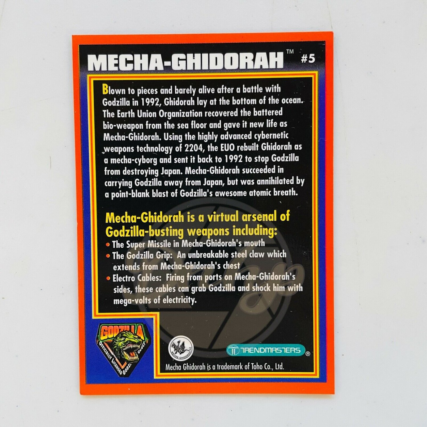 MECHA GHIDORAH Godzilla King Monsters 5 Trendmasters Toho Trading Card ...