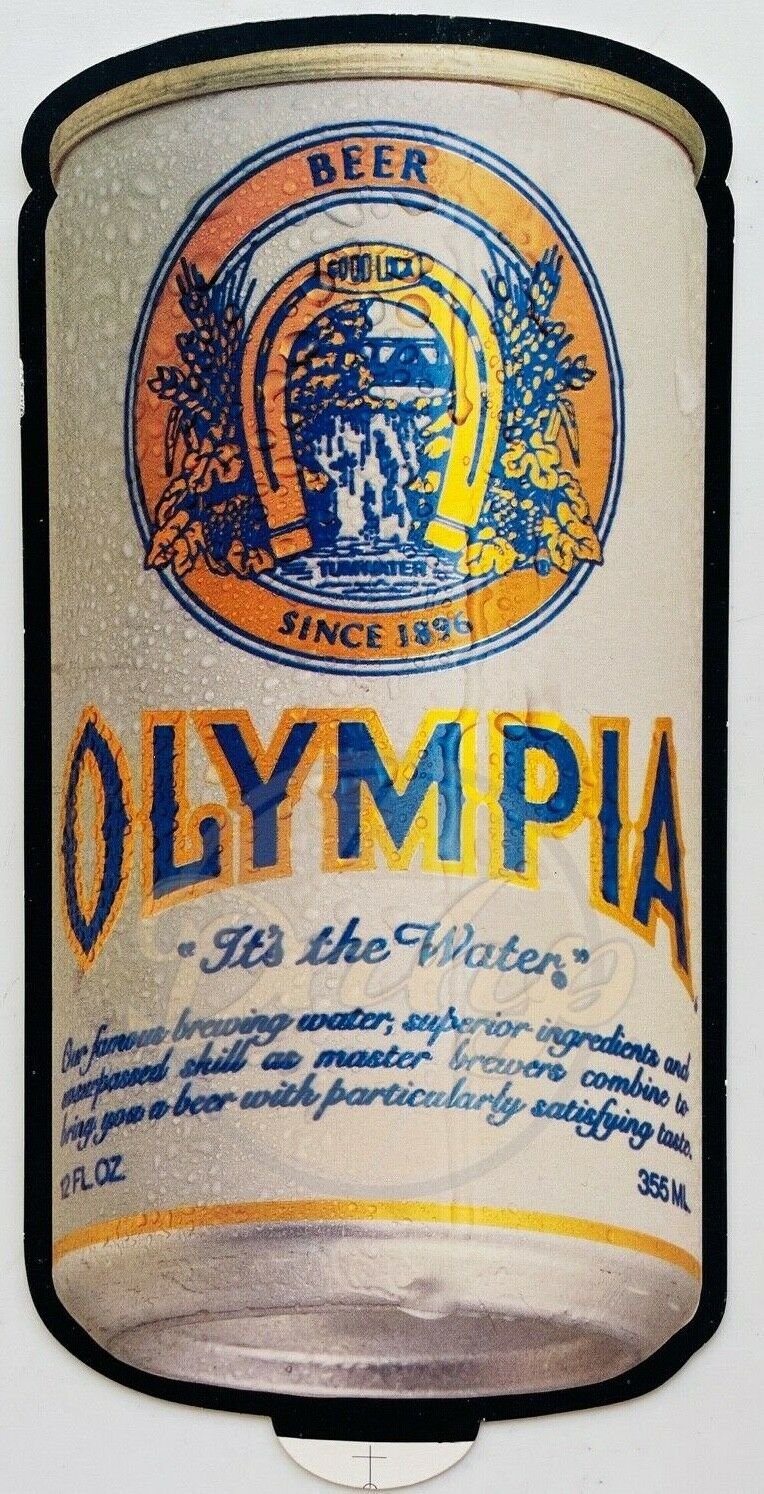 OLYMPIA BEER CAN Cardboard Store Sign Made USA NOS Vintage