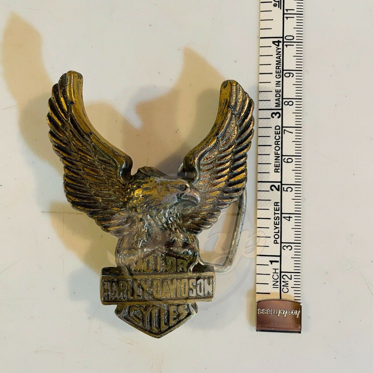 HARLEY DAVIDSON Eagle Solid Brass Baron Belt Buckle Taiwan 1970s Vintage