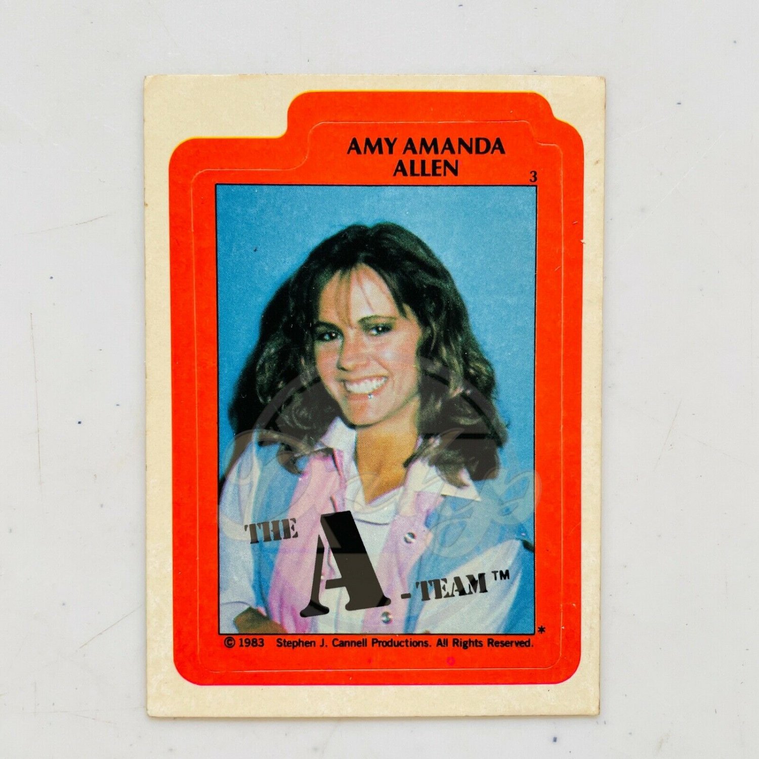 THE A TEAM Amy Amanda Allen 3 Topps Sticker Trading Card USA 1983