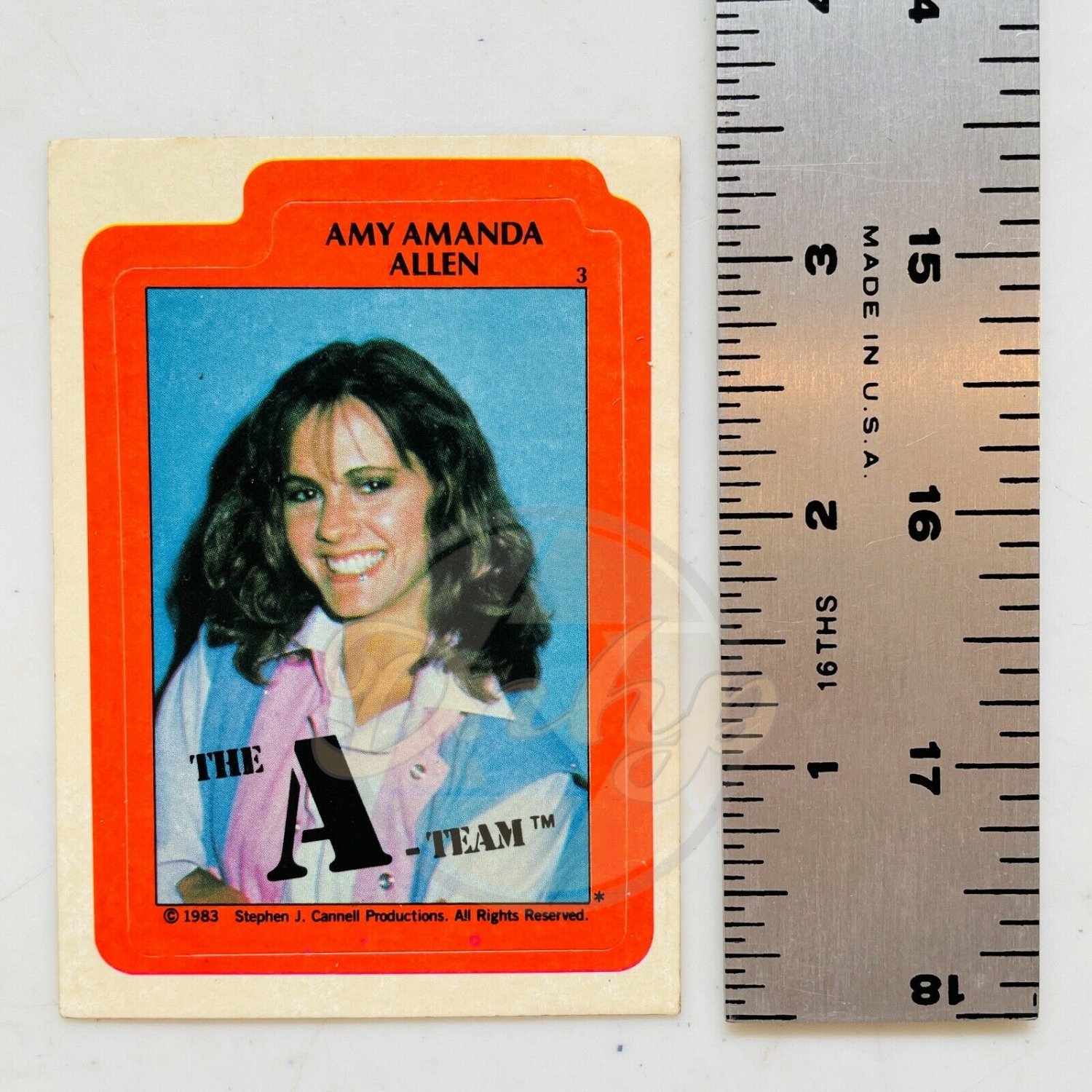 THE A TEAM Amy Amanda Allen 3 Topps Sticker Trading Card USA 1983