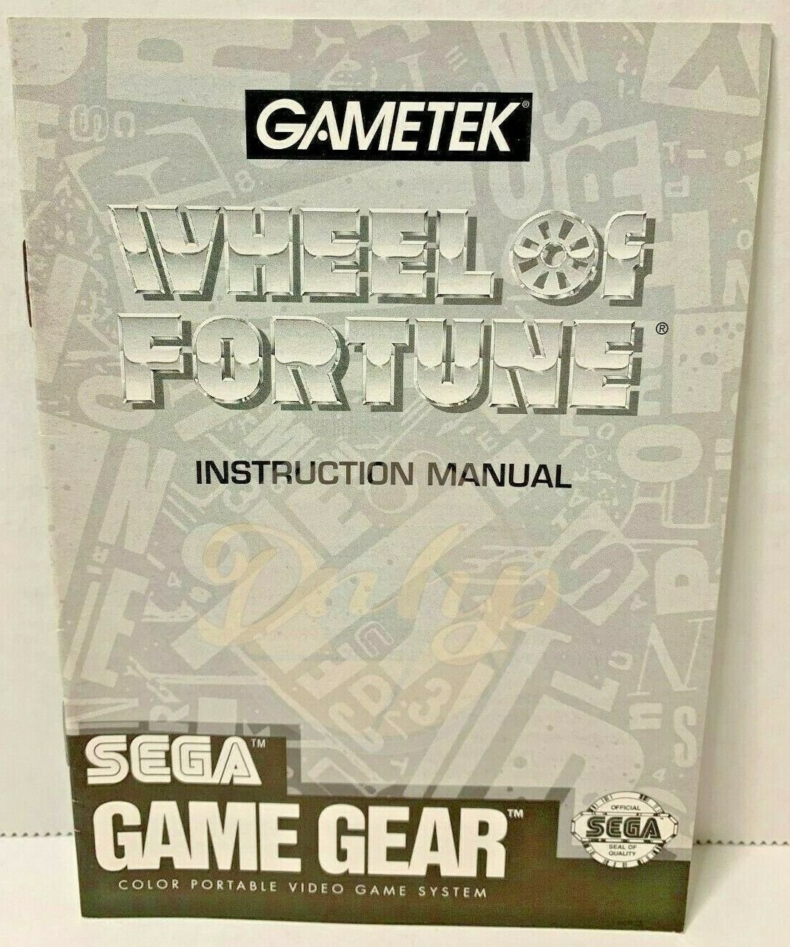 WHEEL OF FORTUNE Gametek Instruction Manual Sega Game Gear 1993 Made Japan