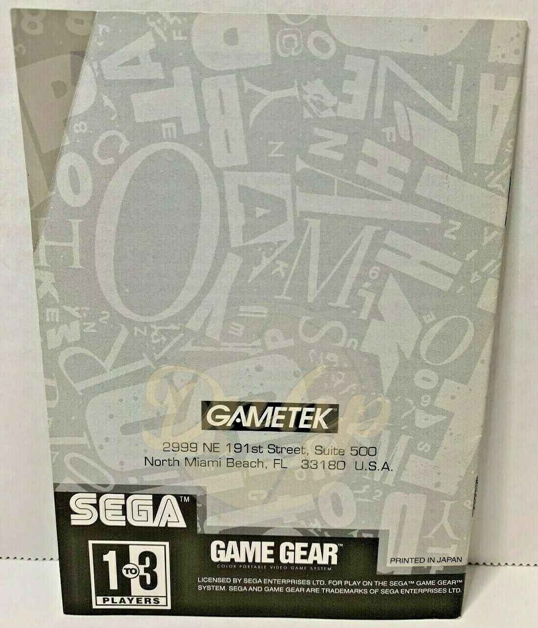WHEEL OF FORTUNE Gametek Instruction Manual Sega Game Gear 1993 Made Japan