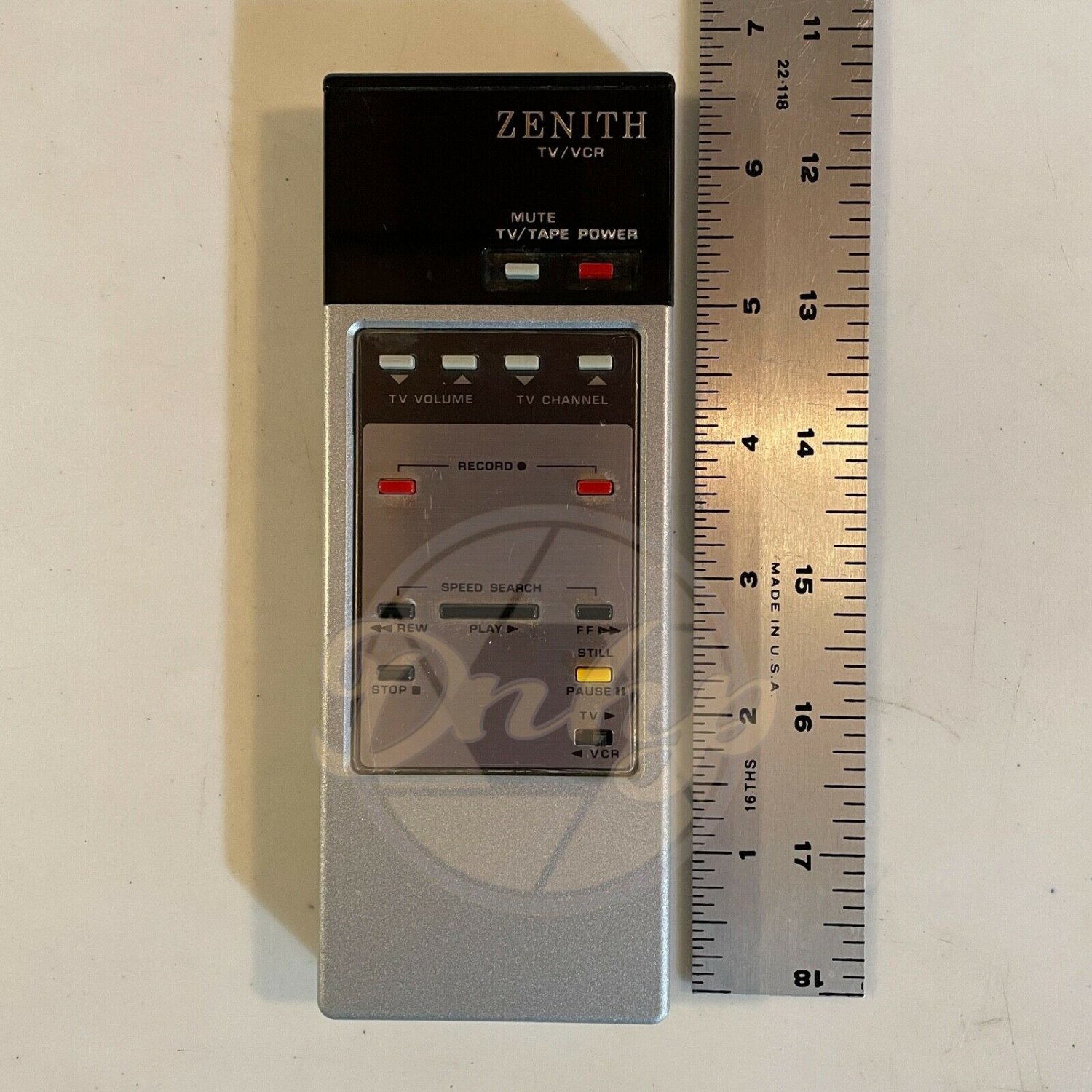 ZENITH TV VCR Remote Control Size J Battery USA 1980s Vintage