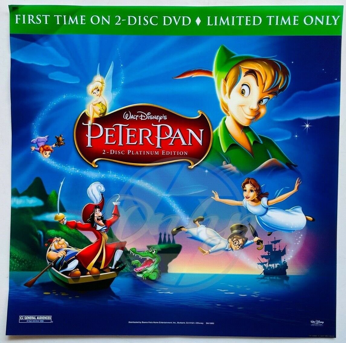 PETER PAN Borders In Store Window Ad 24x24 DVD Walt Disney 2007