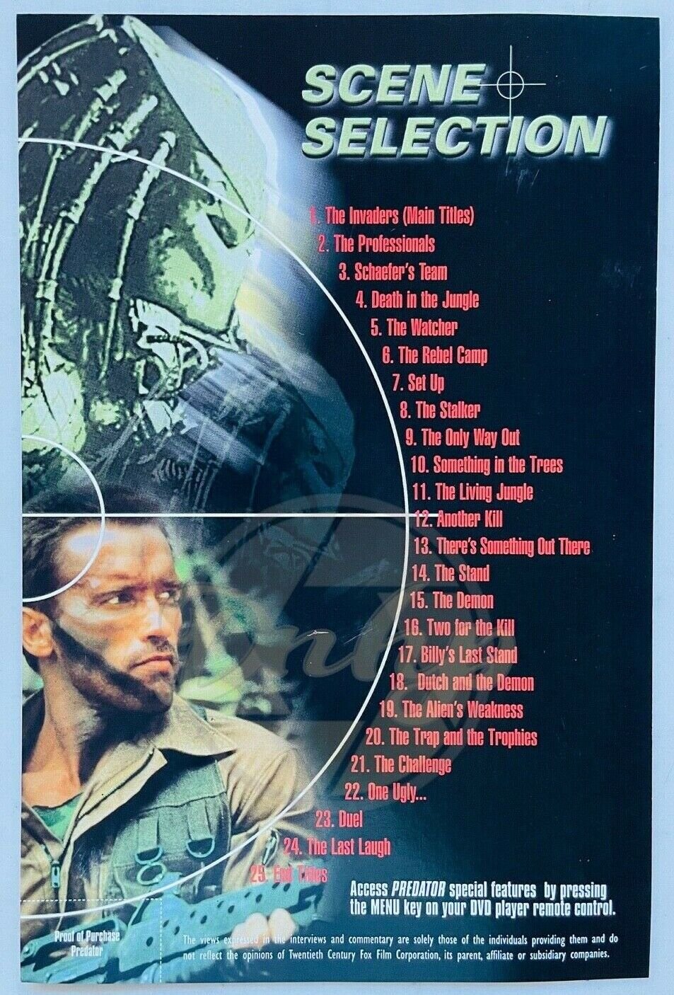 PREDATOR Arnold Schwarzenegger Cover Art Inner Slip DVD Region 1 No ...