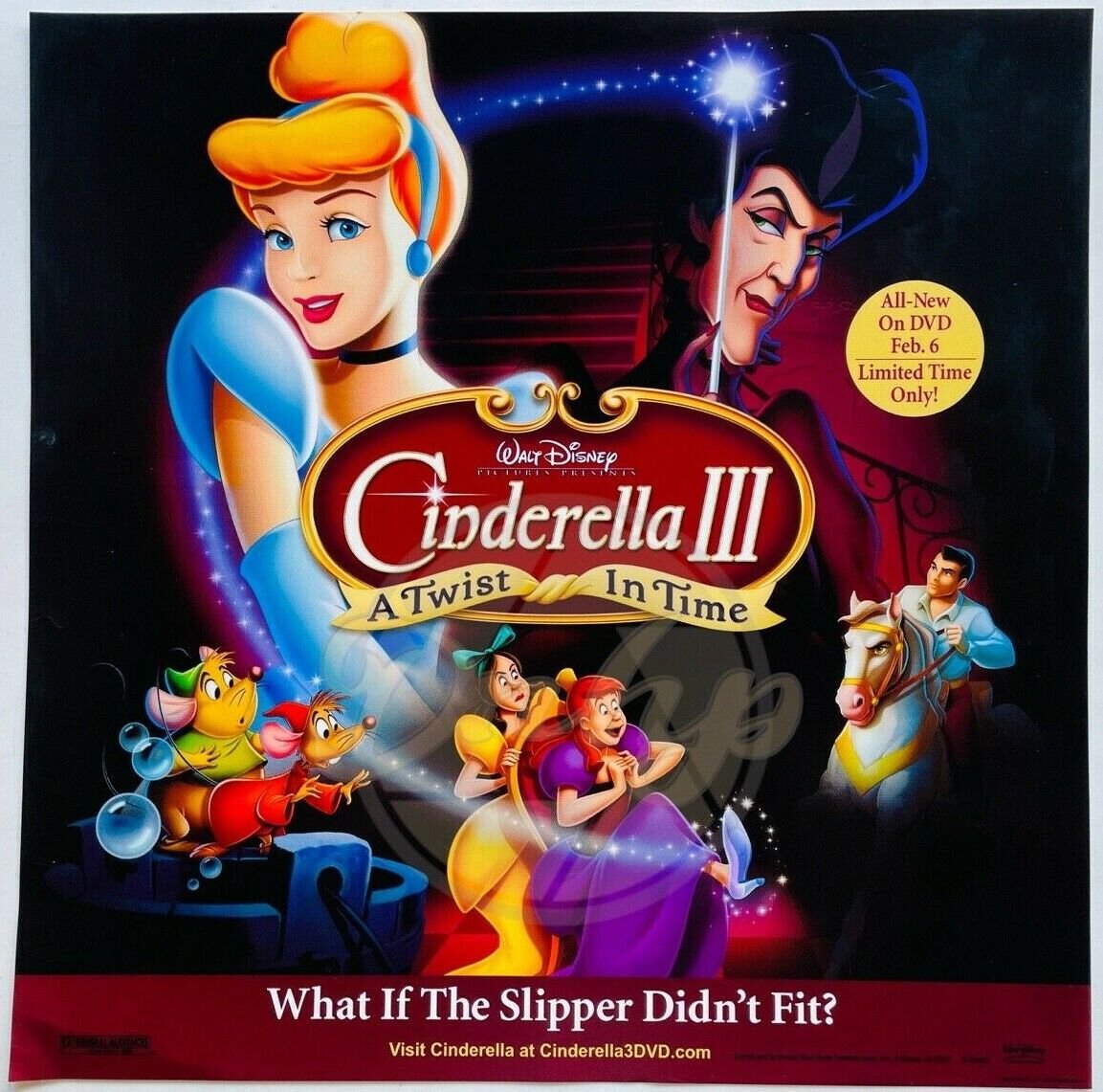 CINDERELLA 3 Borders In Store Window Ad 24x24 DVD Walt Disney 2007