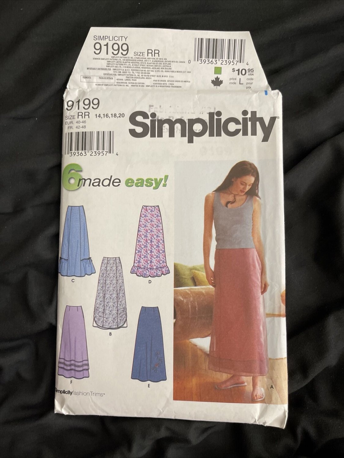 Womens 6 Made Easy Skirts Sewing Pattern/Simplicity 9199/SZ RR 14-20 ...
