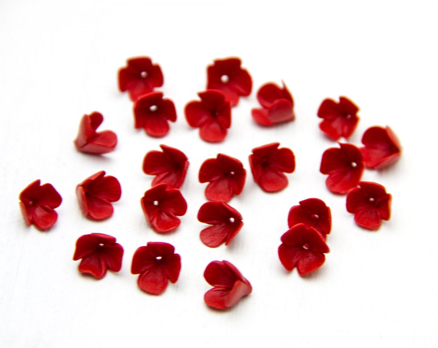 Heilala vanilla national flower, Red miniature flowers polymer clay.