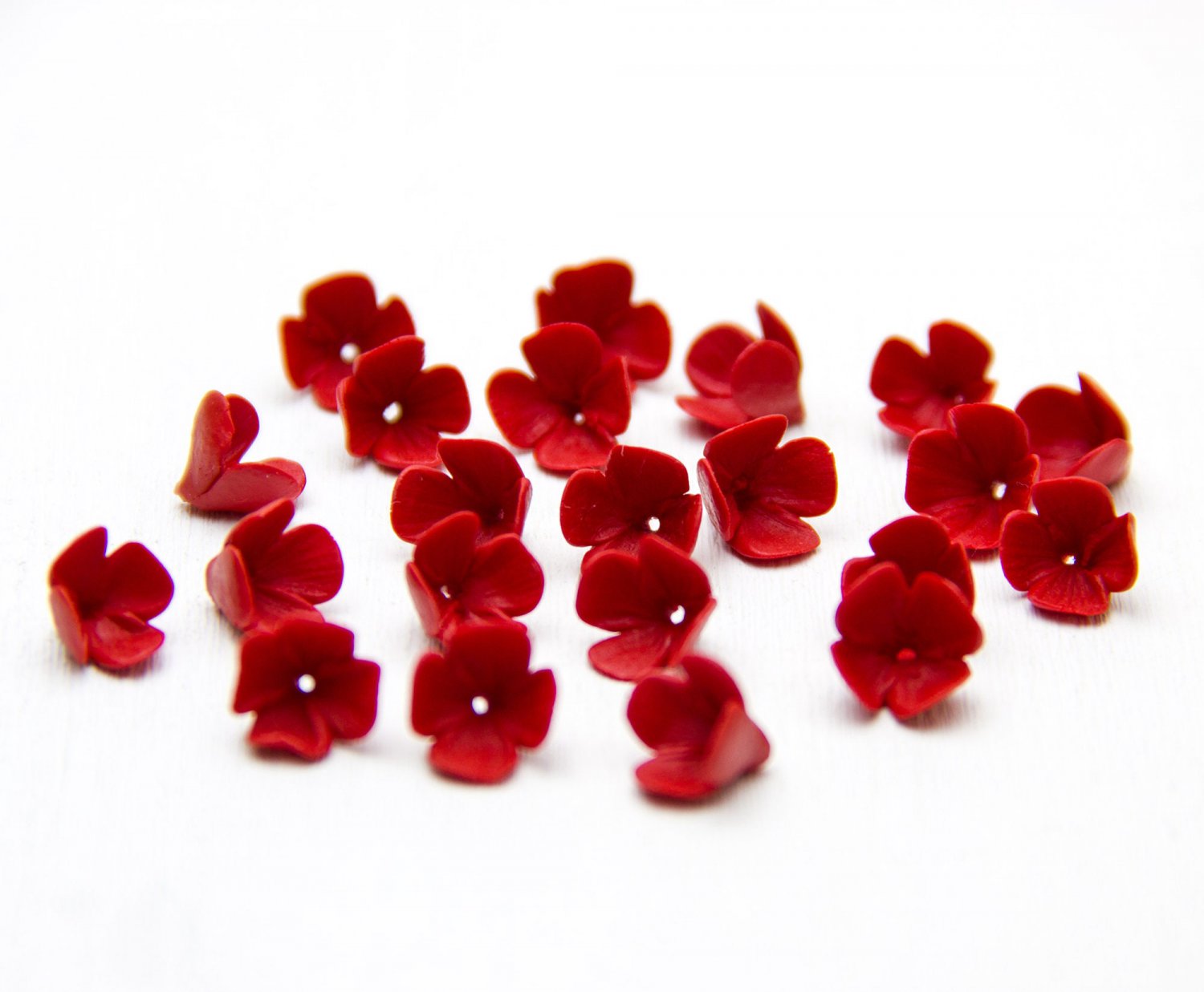 Heilala vanilla national flower, Red miniature flowers polymer clay.