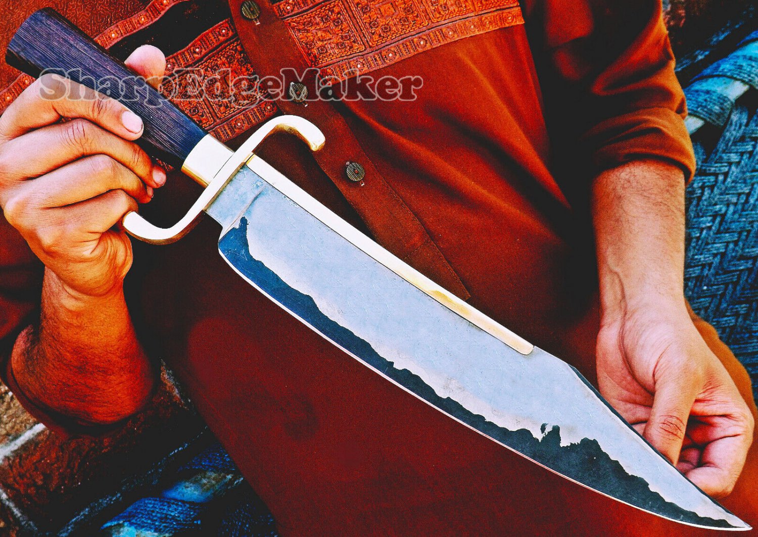 Damascus steel Custom handmade Bowie knife - 21" Hunting Forged blade w/sheath