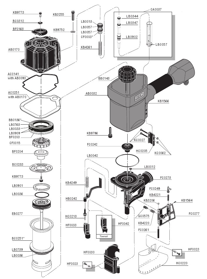 Senco SCN65 Framing Nailer O-ring Parts Rebuild Kit