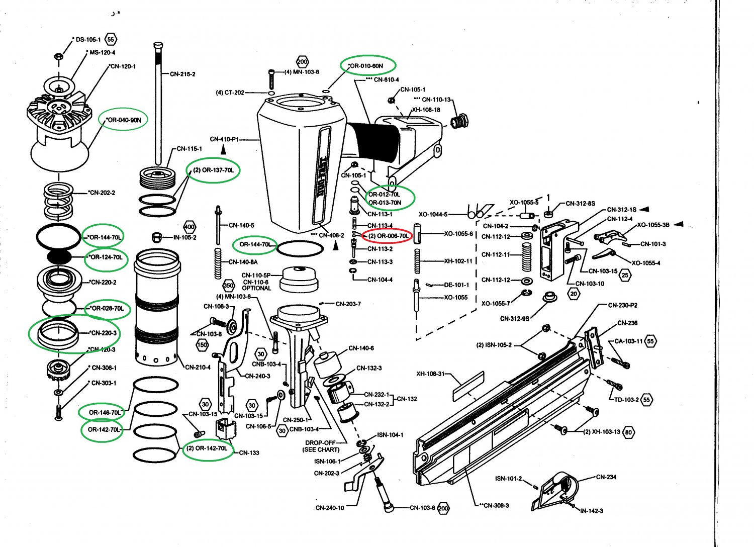 Rebuild kits for the Duo-fast CN-350 + CN-220-3 Seal