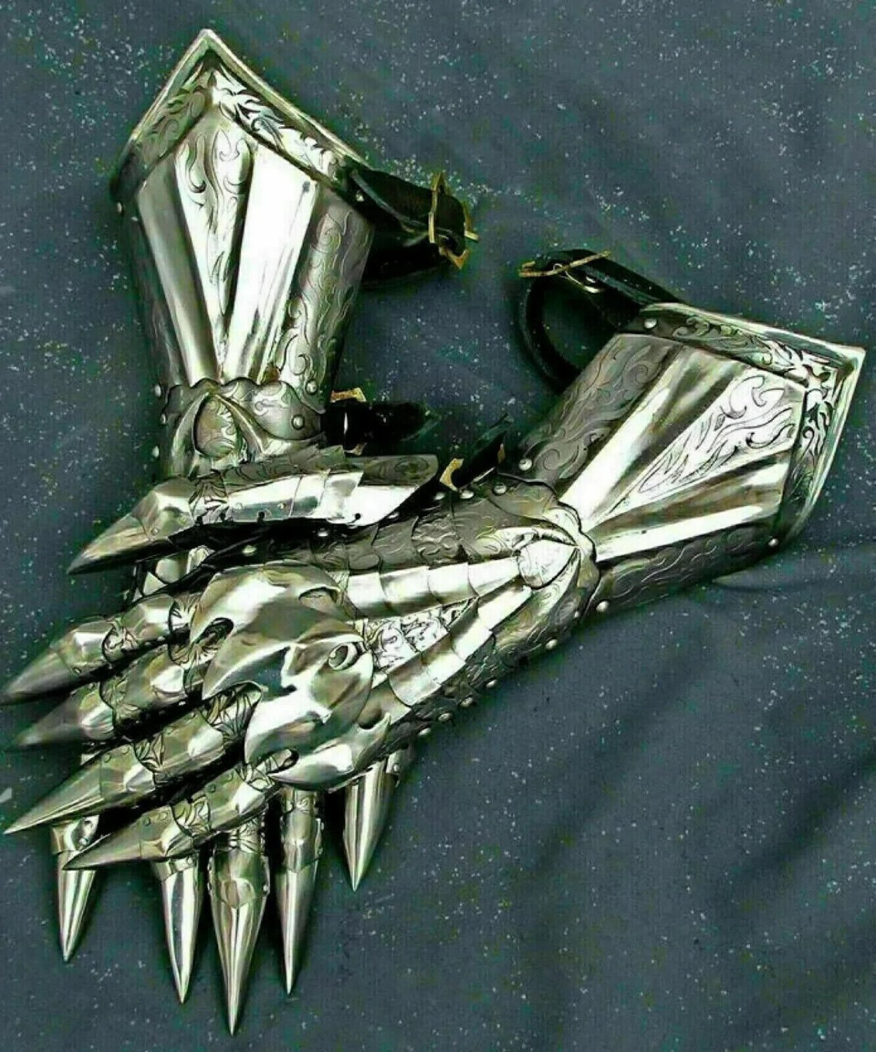Medieval nazgul gloves set Steel armor gloves set Costume gloves ...