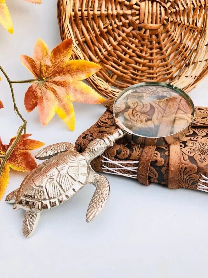 Antique Silver Handheld Magnifier Unique Turtle Desk Hand Magnifier ...