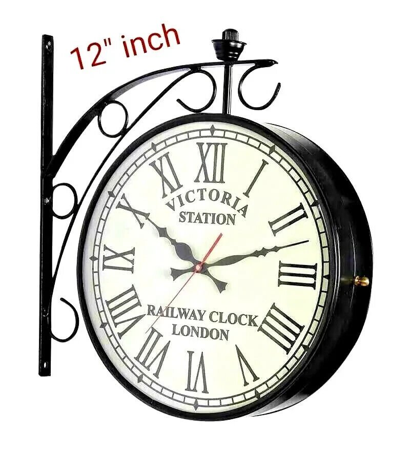 12"INCH 1947 RAILWAY CLOCK LONDON WALL CLOCK HANDMADE WOODEN