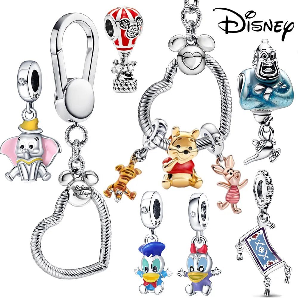 Disney Stitch Minnie Mouse Winnie Charms Dangle Fit Charms Silver 925