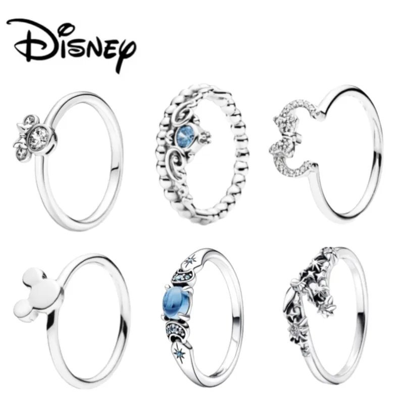 Disney Crown Princess Tiara Rings Sparkling Love Heart 925 Pandora Rin