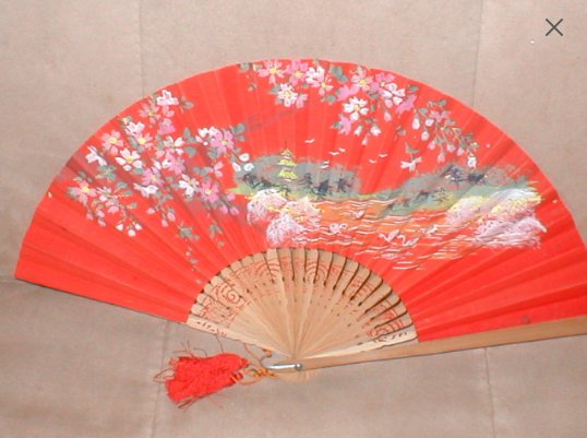 Vintage Japanese Hand painted Folding Fan