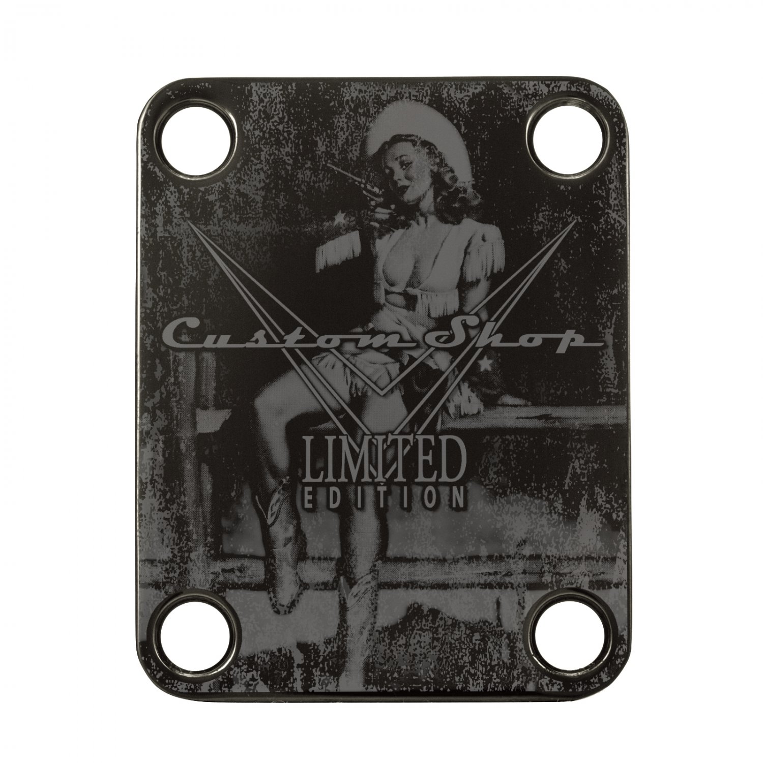 Engraved Guitar Joint/Heel Neck Plate, Black (Standard 4 Bolt) Vintage ...
