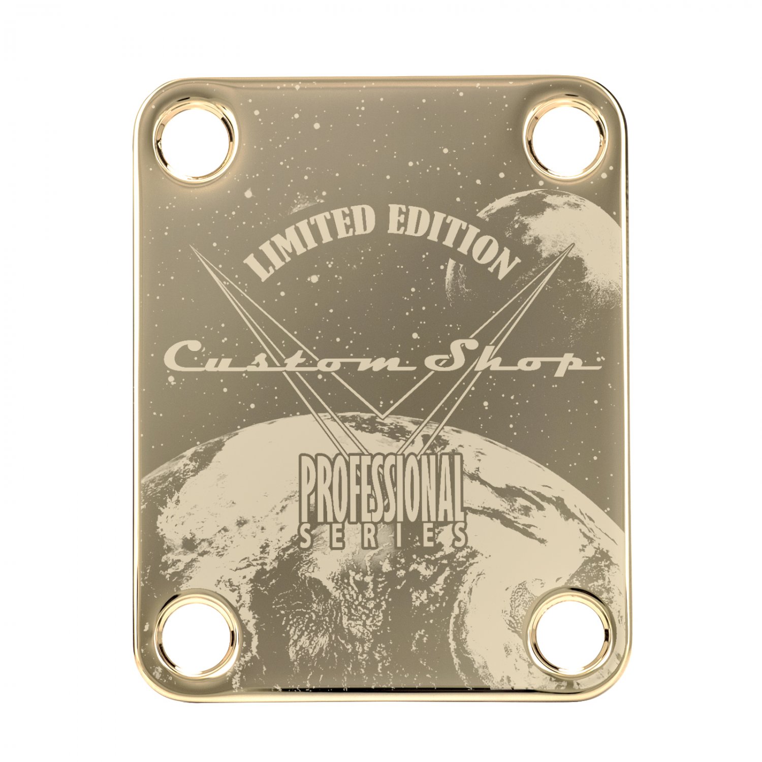 Engraved Guitar Joint/Heel Neck Plate, Gold (Standard 4 Bolt) Prof ...