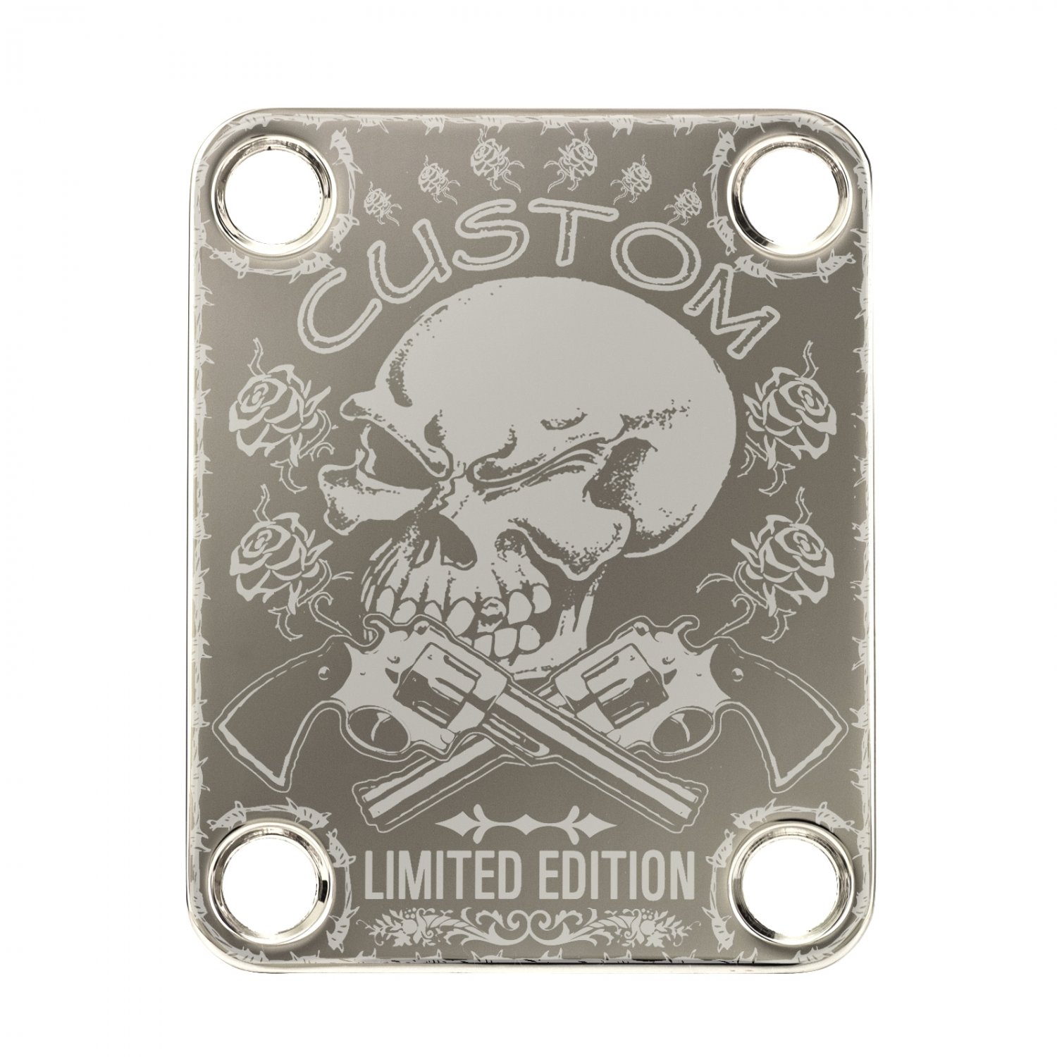Engraved Guitar Joint/Heel Neck Plate, Nickel (Standard 4 Bolt) Custom ...