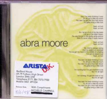 Abra Moore - Four Leaf Clover - USA Promo CD Single