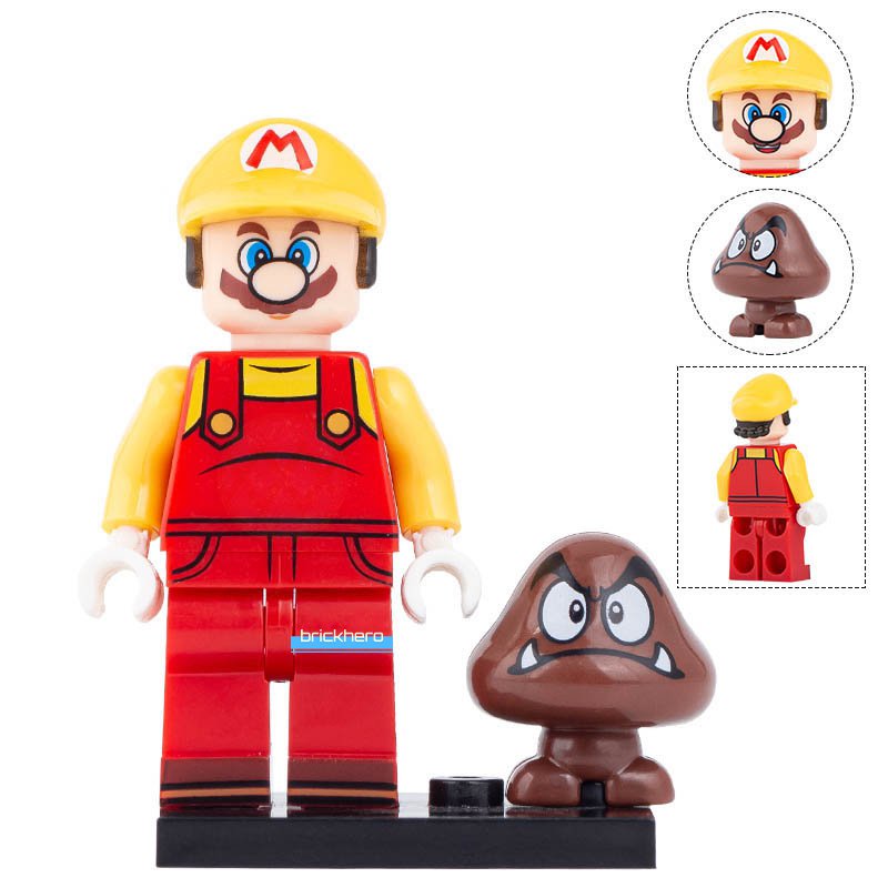 LEGO Compatible Mario Bros Builder Mario with Goomba Custom Printed ...