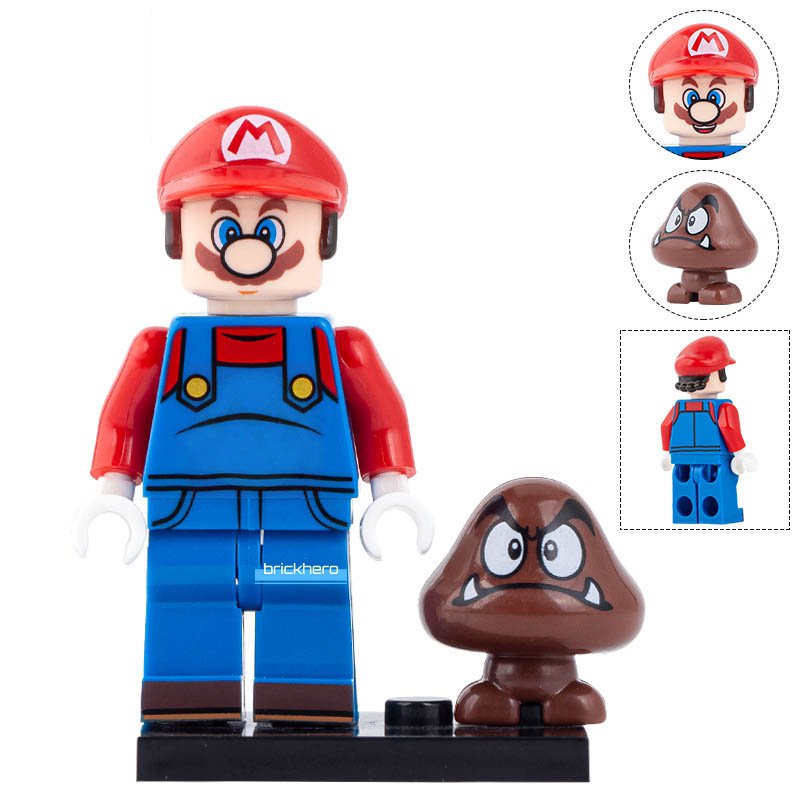 LEGO Compatible Super Mario Bros Mario with Goomba Custom Printed ...