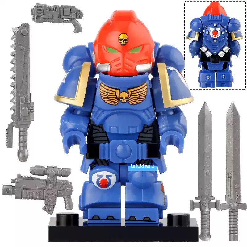 Lego Compatible Warhammer 40k Space Marine Ultramarine Veteren Custom