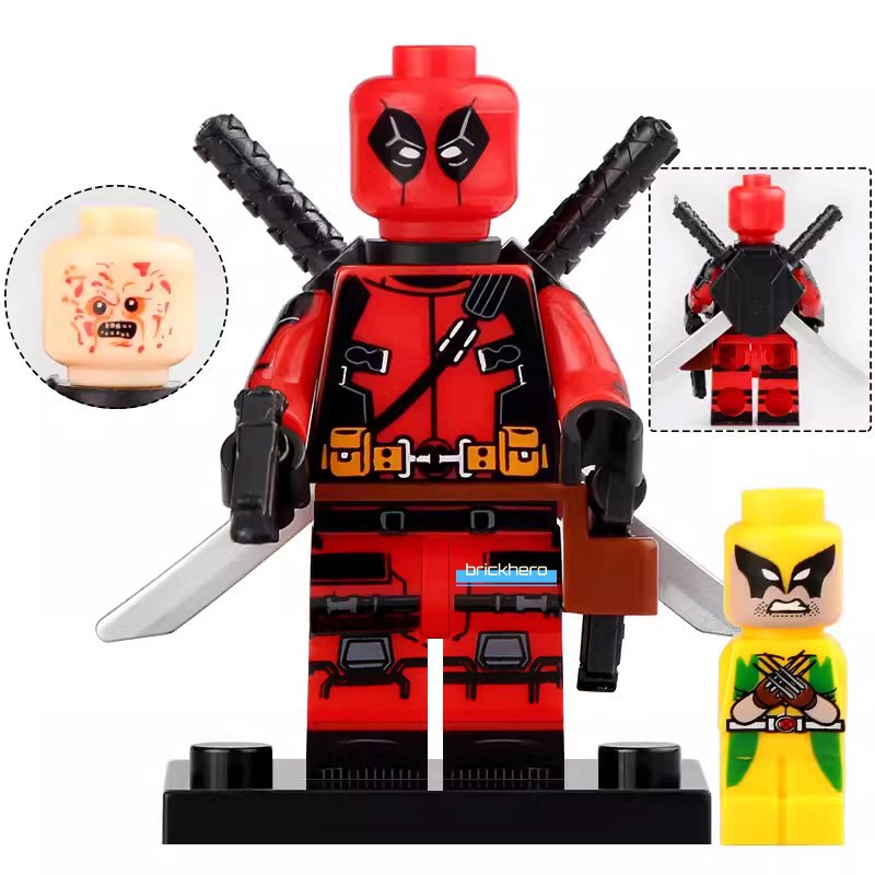 LEGO Compatible Marvel Superhero Deadpool with Wolverine Custom Printed ...
