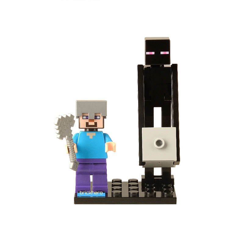 LEGO Compatible Minecraft Steve with Enderman Custom Printed Minifigure ...